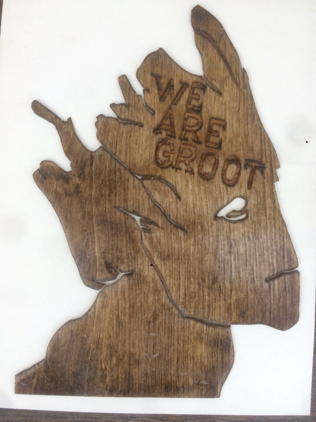 Hand Carved "we Are Groot" Greeting Card, Forged From 1/32" Birch - Etsy
