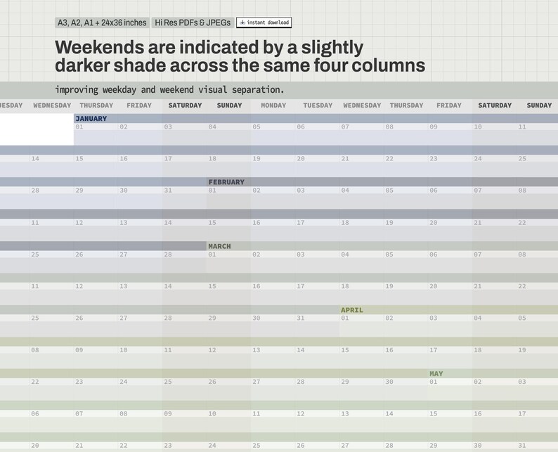 Printable Yearly Timeline Calendar 2026 Full Year Wall Planner ...