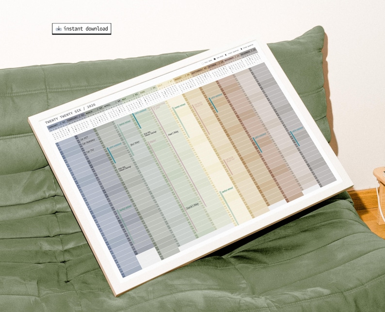 2026 Großer Kalender Linear Jahresplanung Printable Minimal Grid ...