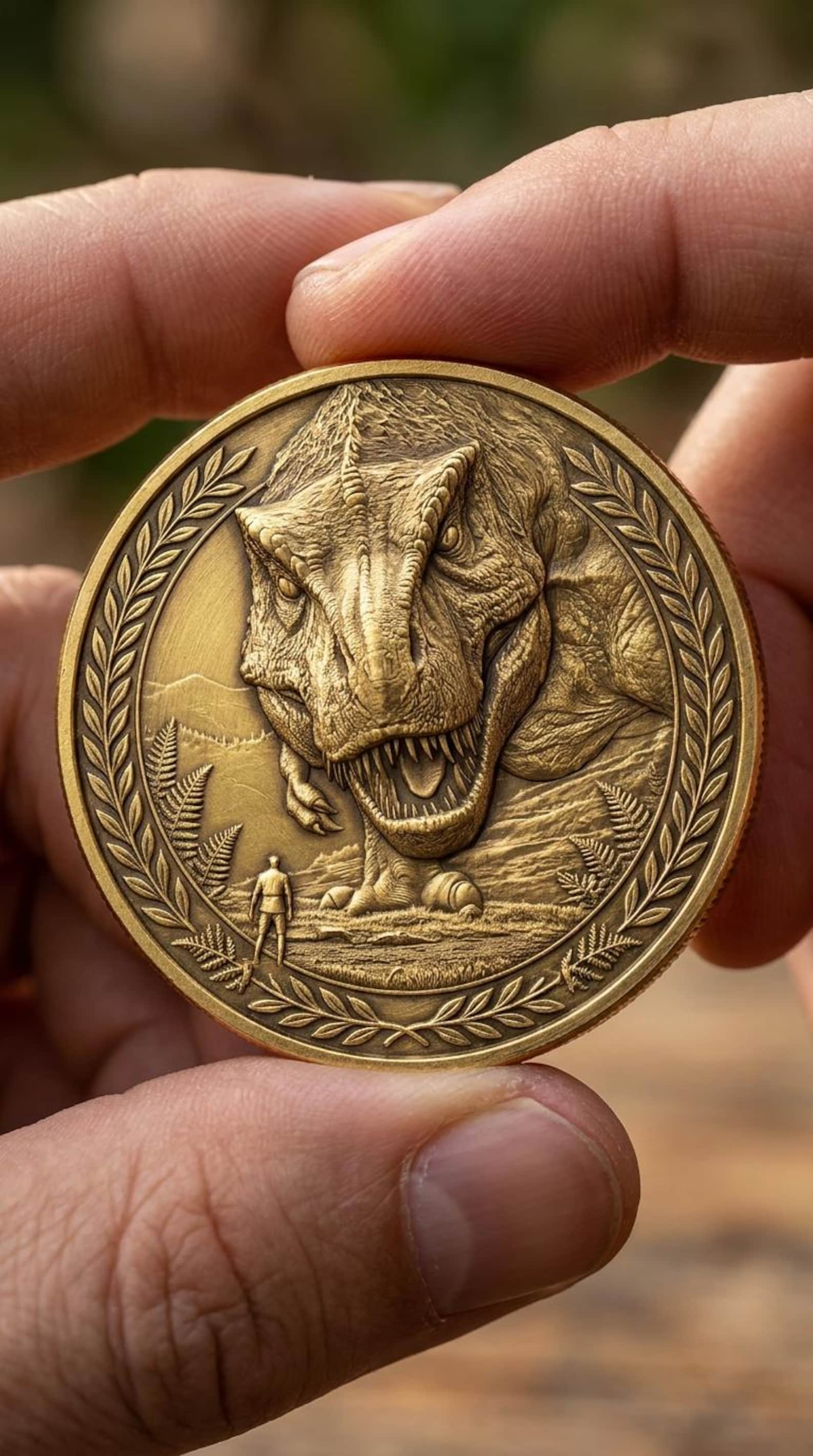 Legendary T-rex Art Coin, Dinosaur Metal Medal, Unique Prehistoric ...