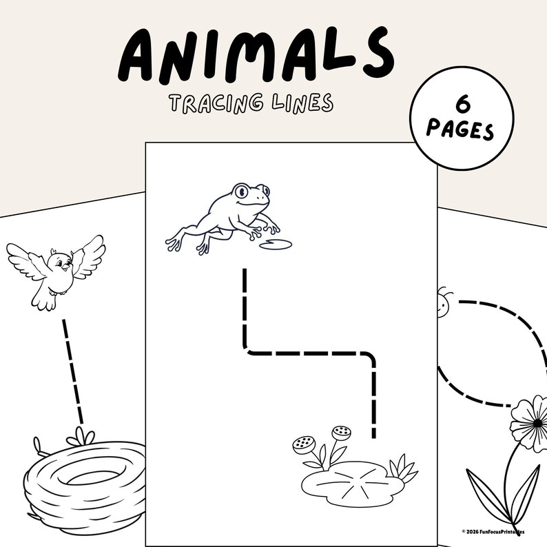 Animals Tracing Lines Worksheets for Preschool | Fine Motor Skills ...