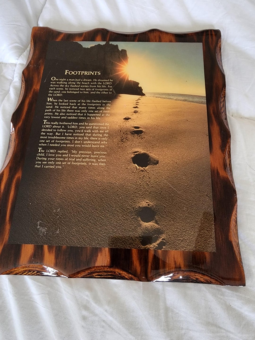 Footprints in the Sand Poem, Christian Wall Art on Scalloped Wood - Etsy