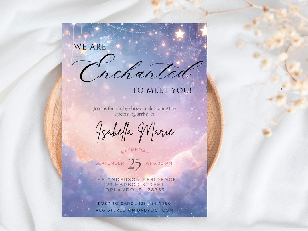 Enchanted to Meet You Baby Shower Invitation Template, Instant Digital ...