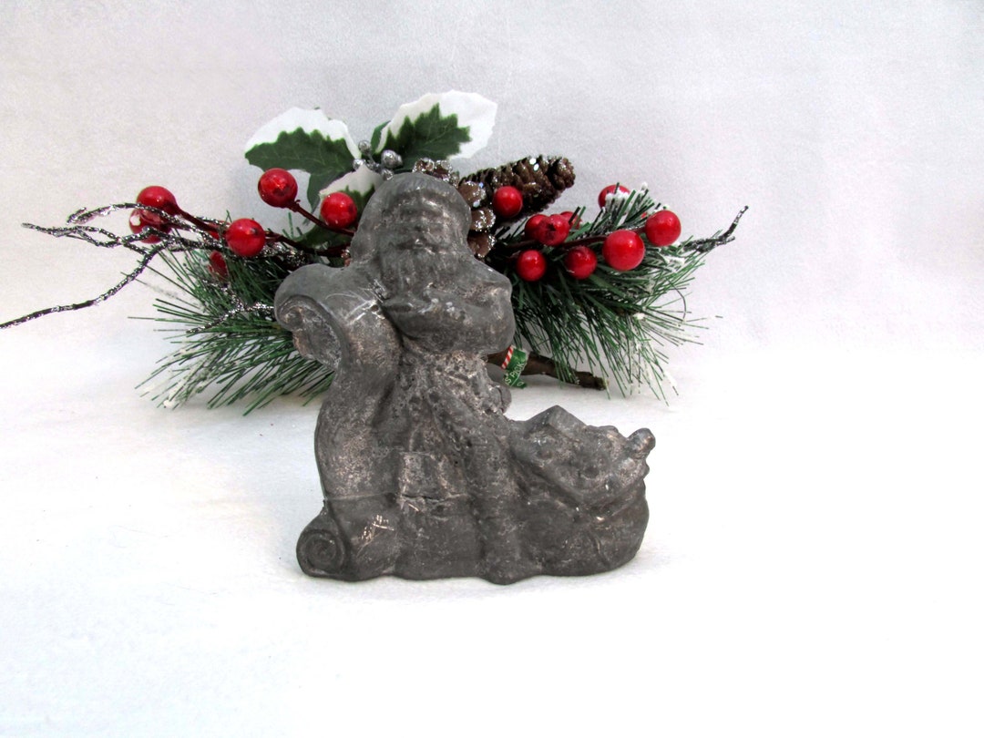 Antique Lead Santa Rustic Décor Heavy Dark Silver Victorian - Etsy