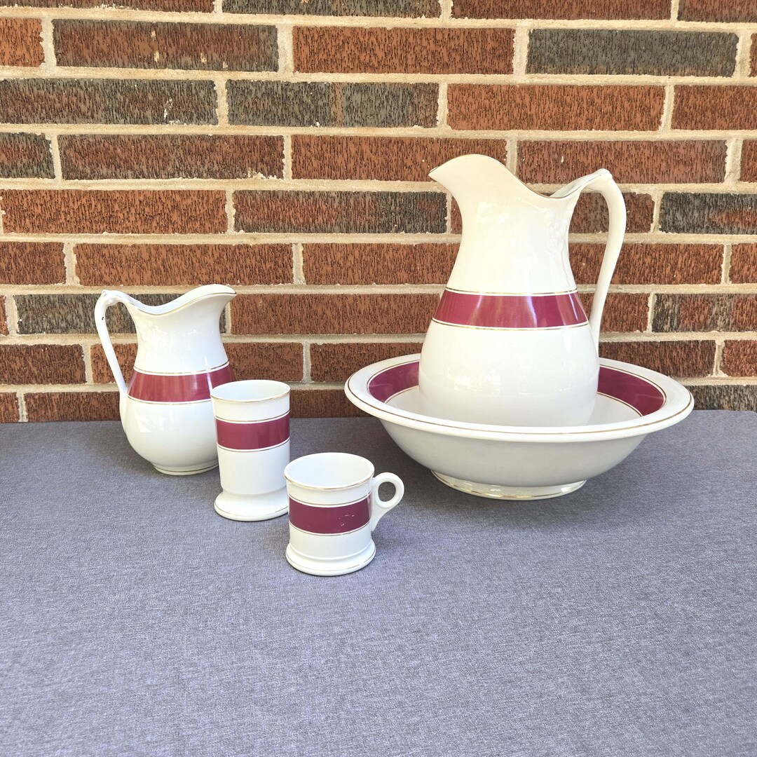 Antique Ironstone Wash Basin Set – Glasgow Pottery John Moses 1876 ...