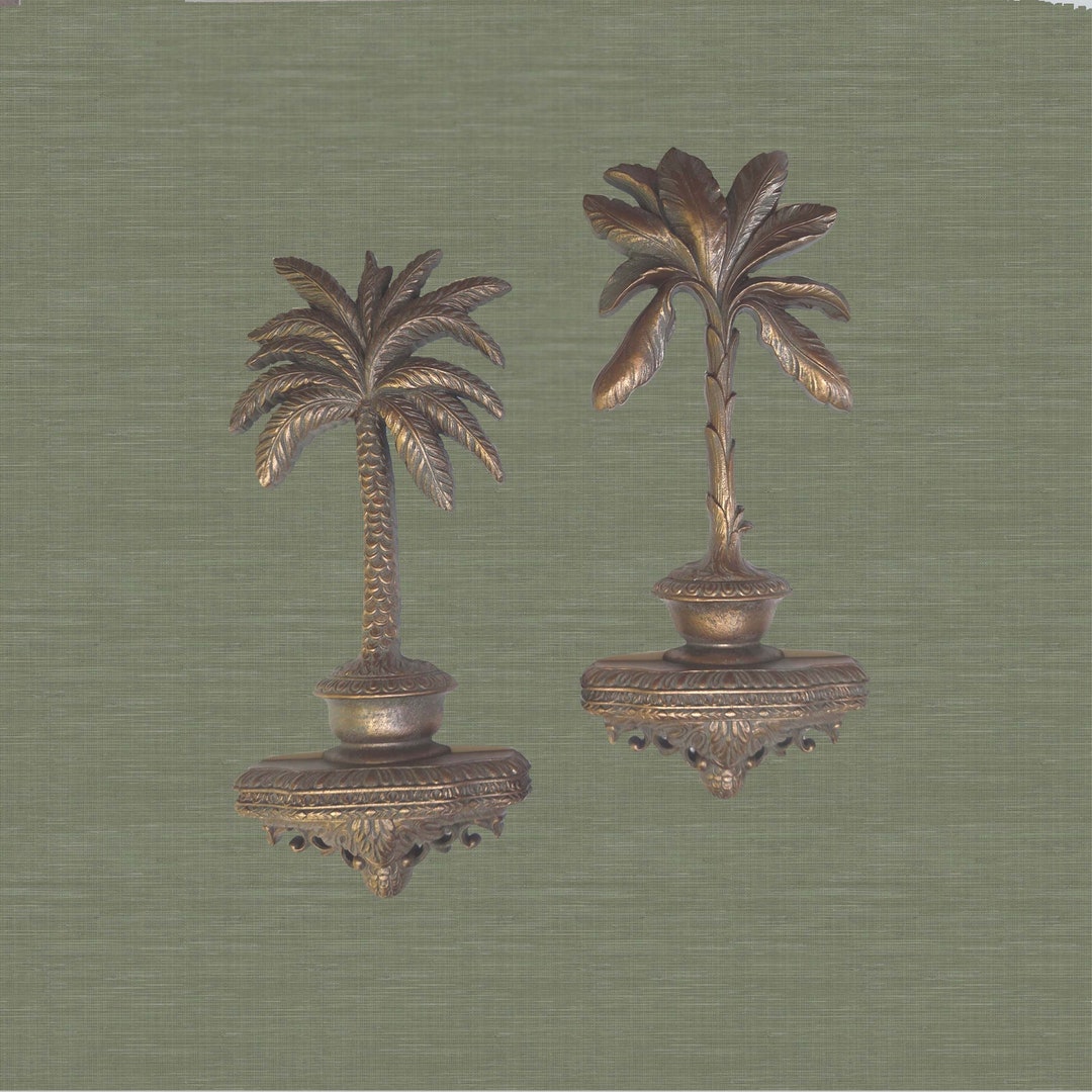 Home Interiors Palm Tree Wall Plaques Hanging Home Décor 3-D Art Pair ...