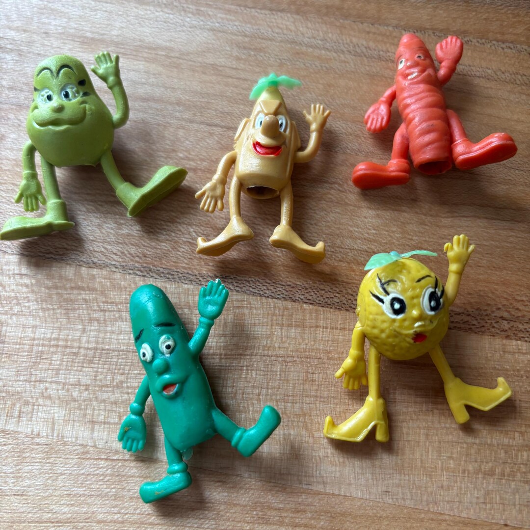 5 Vintage Munch Bunch Fruit and Vegetable Pencil Toppers 1970s 1 1/2 ...