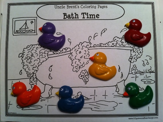 Items similar to Bath Time - Crayon Set and Coloring Page - Recycled ...