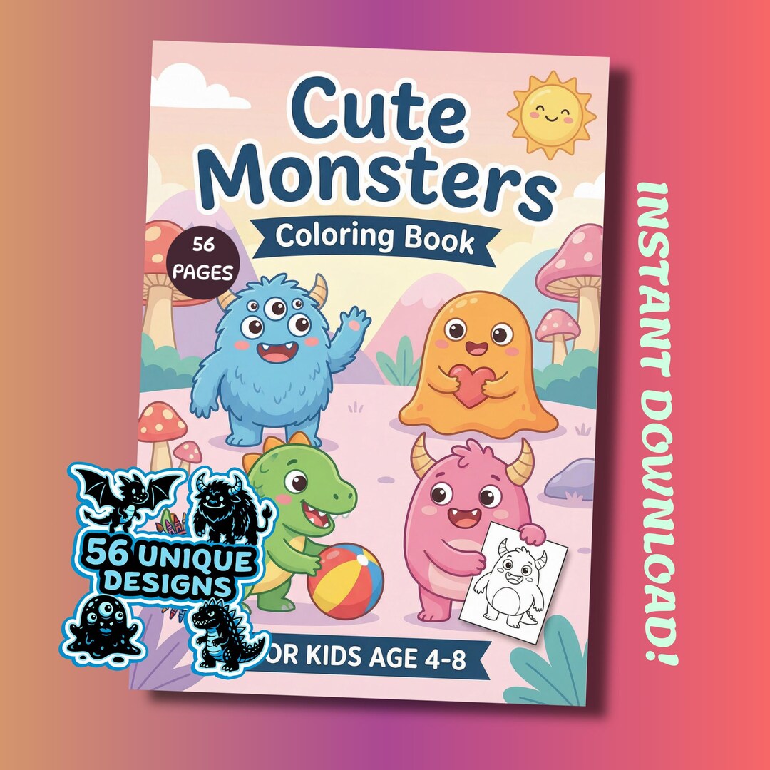 The Cute Monsters Coloring Book - 56 Bold and Easy Pages Funny & Weird ...