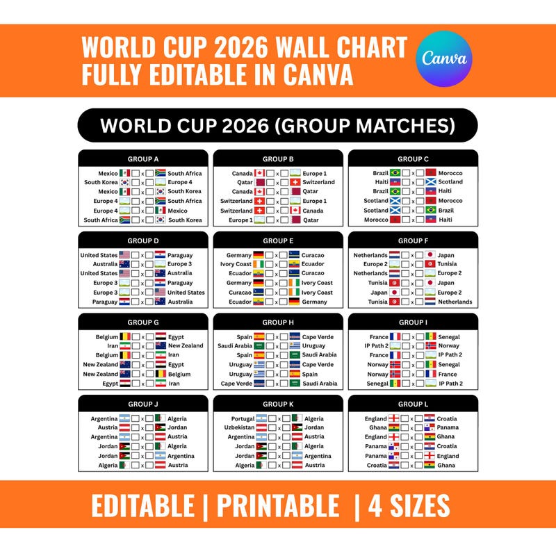 World Cup Wall Chart 2026 - Etsy UK