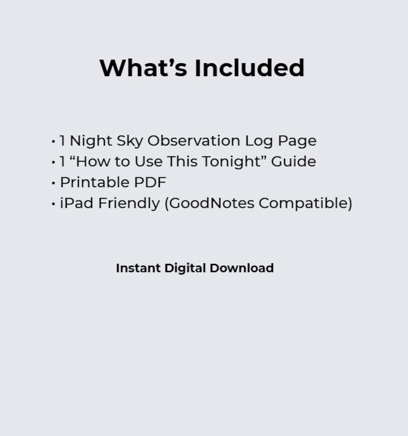 Beginner Night Sky Observation Log – Simple Astronomy Log Printable PDF ...