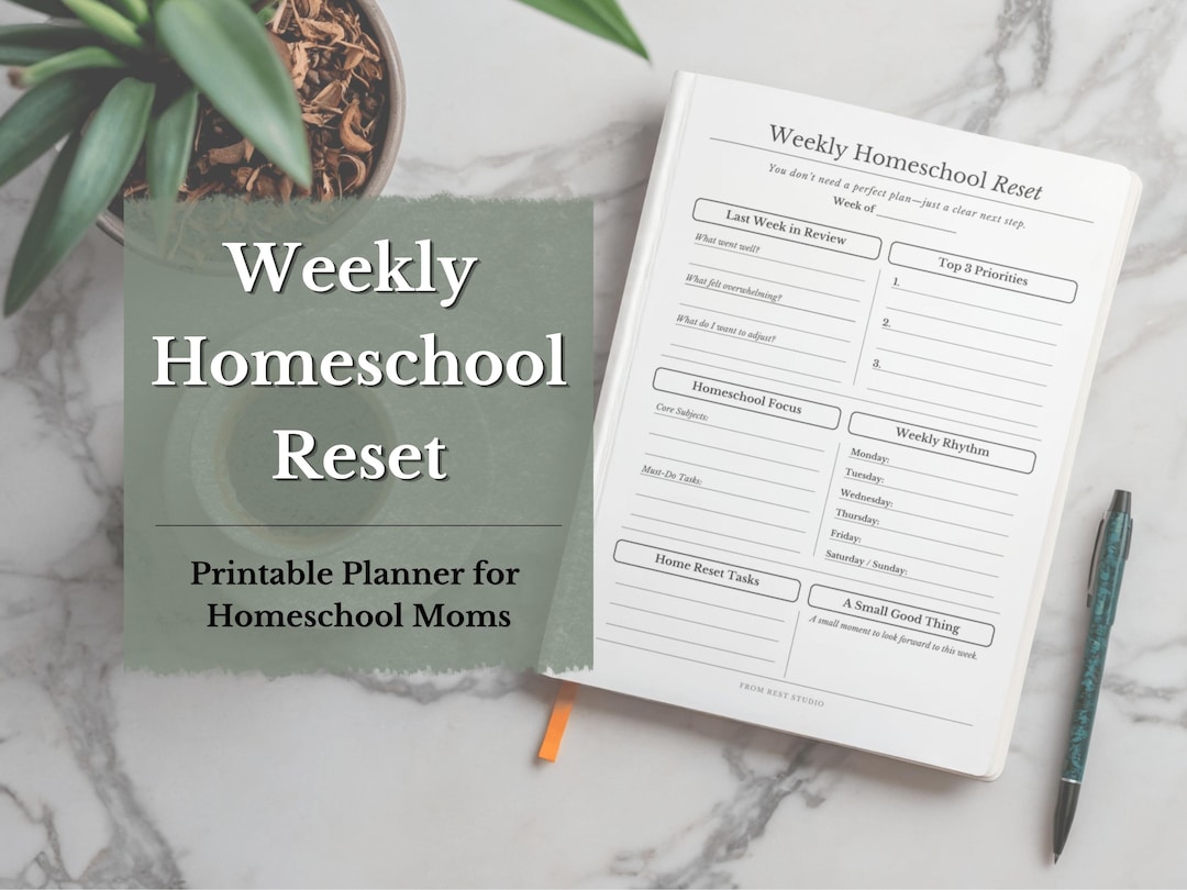 Weekly Homeschool Planner Printable | Simple Weekly Reset for ...