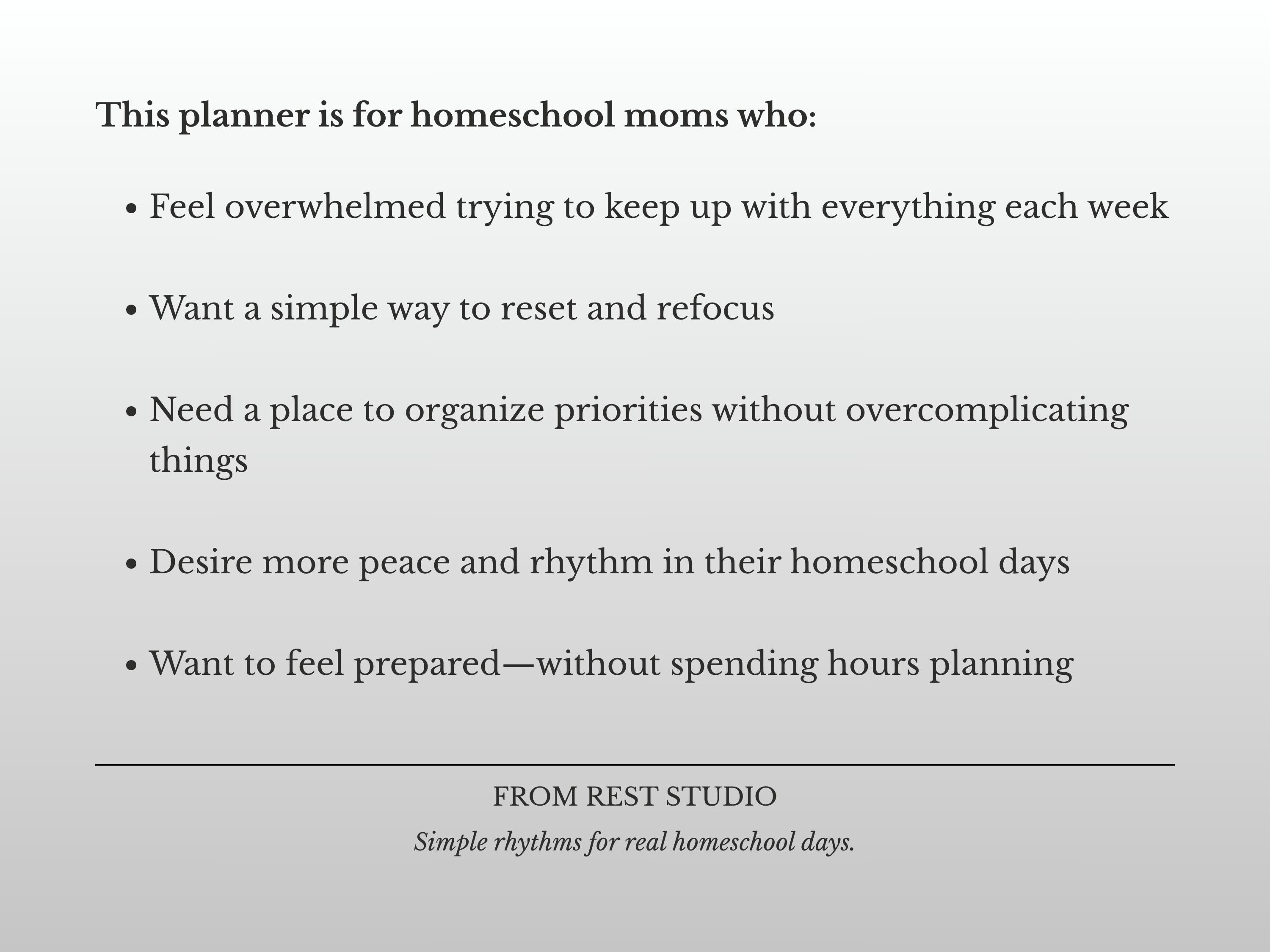 Weekly Homeschool Planner Printable | Simple Weekly Reset for ...
