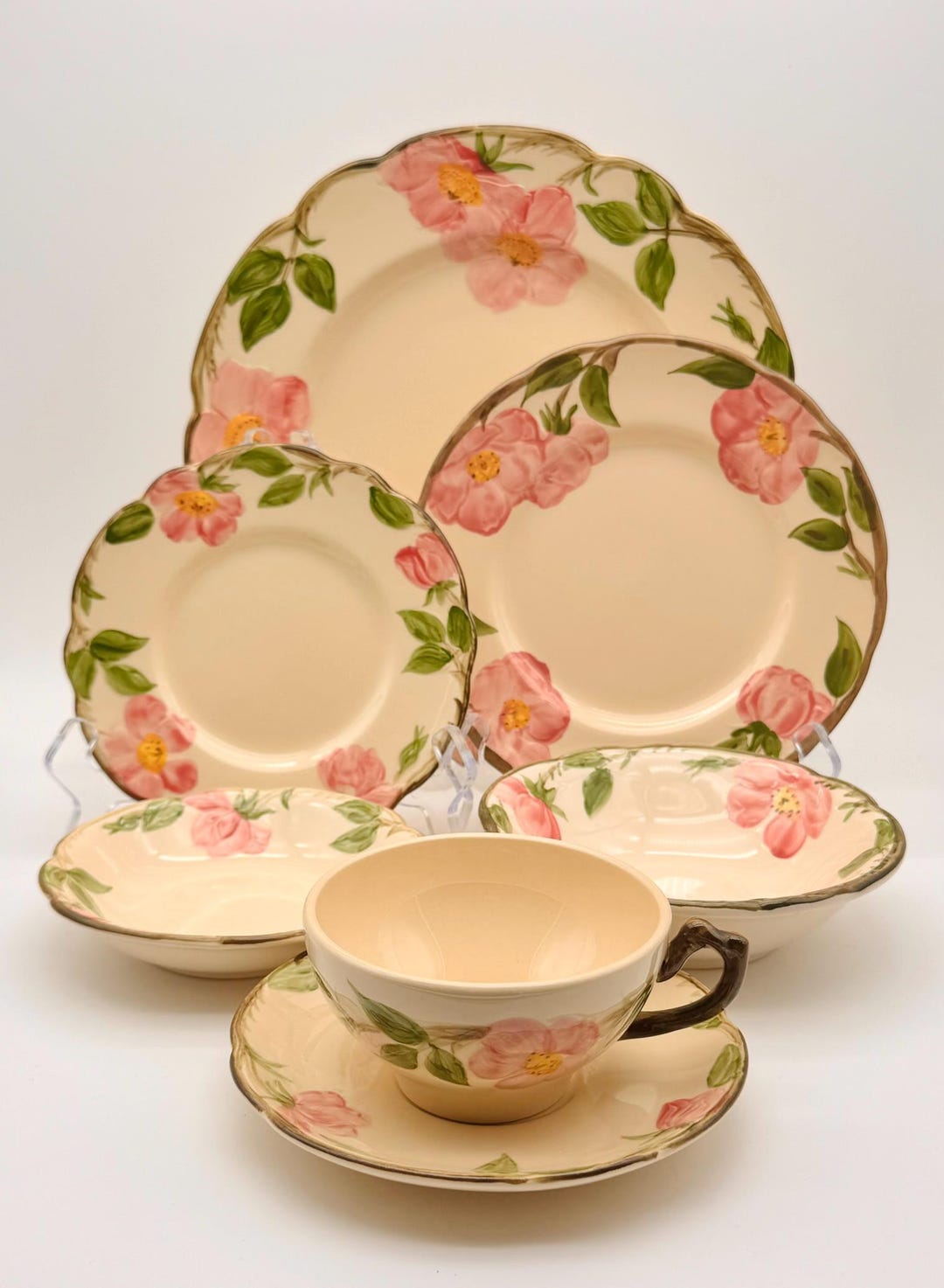 Vintage Franciscan Desert Rose 7-piece Place Setting, USA Ceramic ...