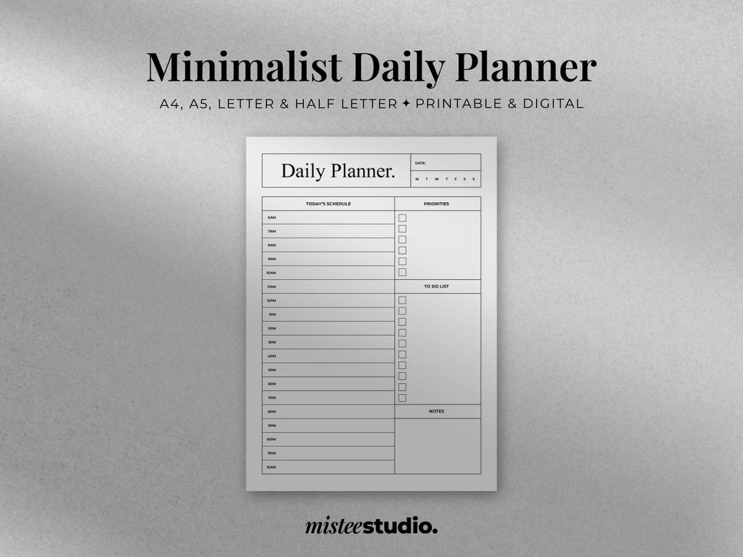 Minimalist Daily Planner | Printable & Digital | PDF Planner Download ...