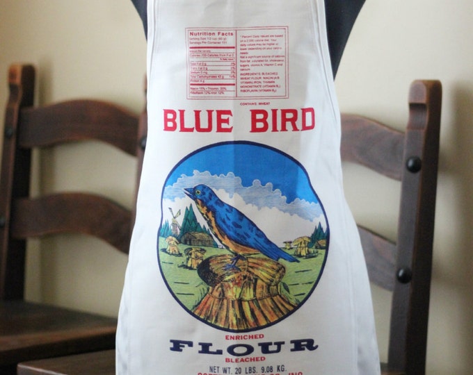 Blue Bird Flour Bag Apron - Etsy