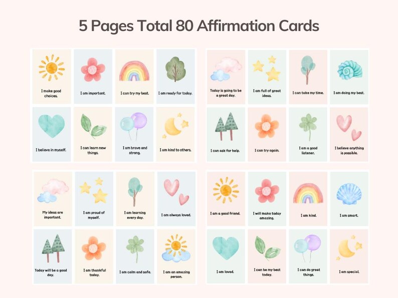 Printable Positive Affirmation Cards for Kids - 80 Daily Encouragement ...