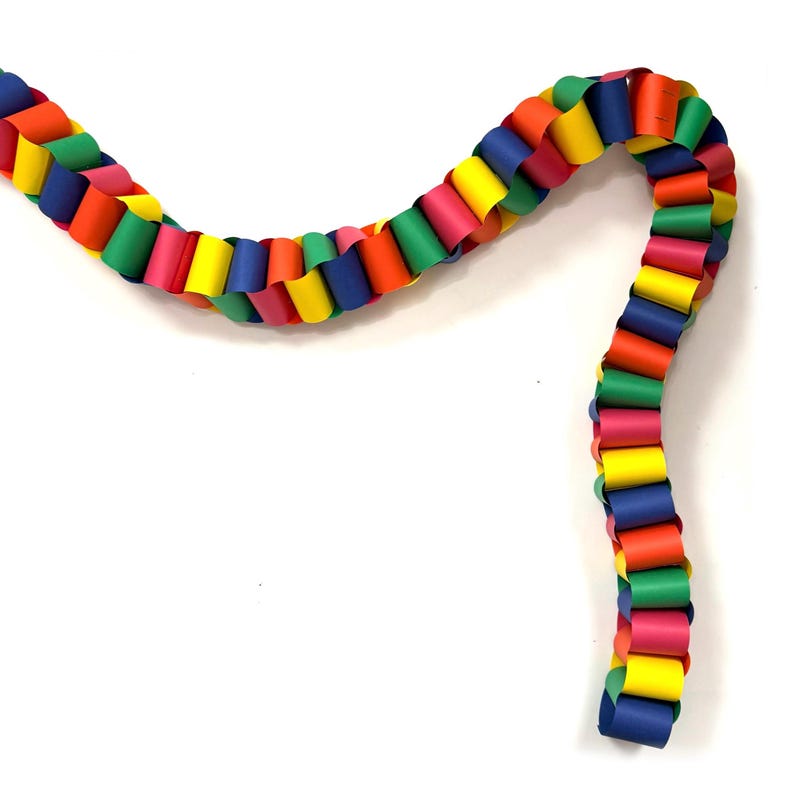 Paper Chain Garland Primary Hues, Rainbow Birthday Party Back to School ...
