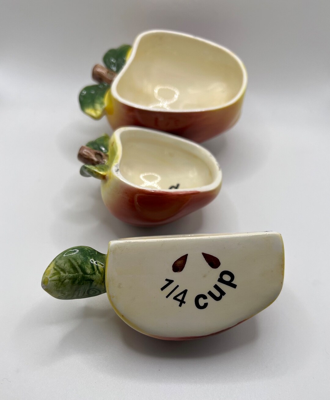 3 Vintage China, Apple Measuring Cups. Very Cute, Retro, Cottage Decor ...