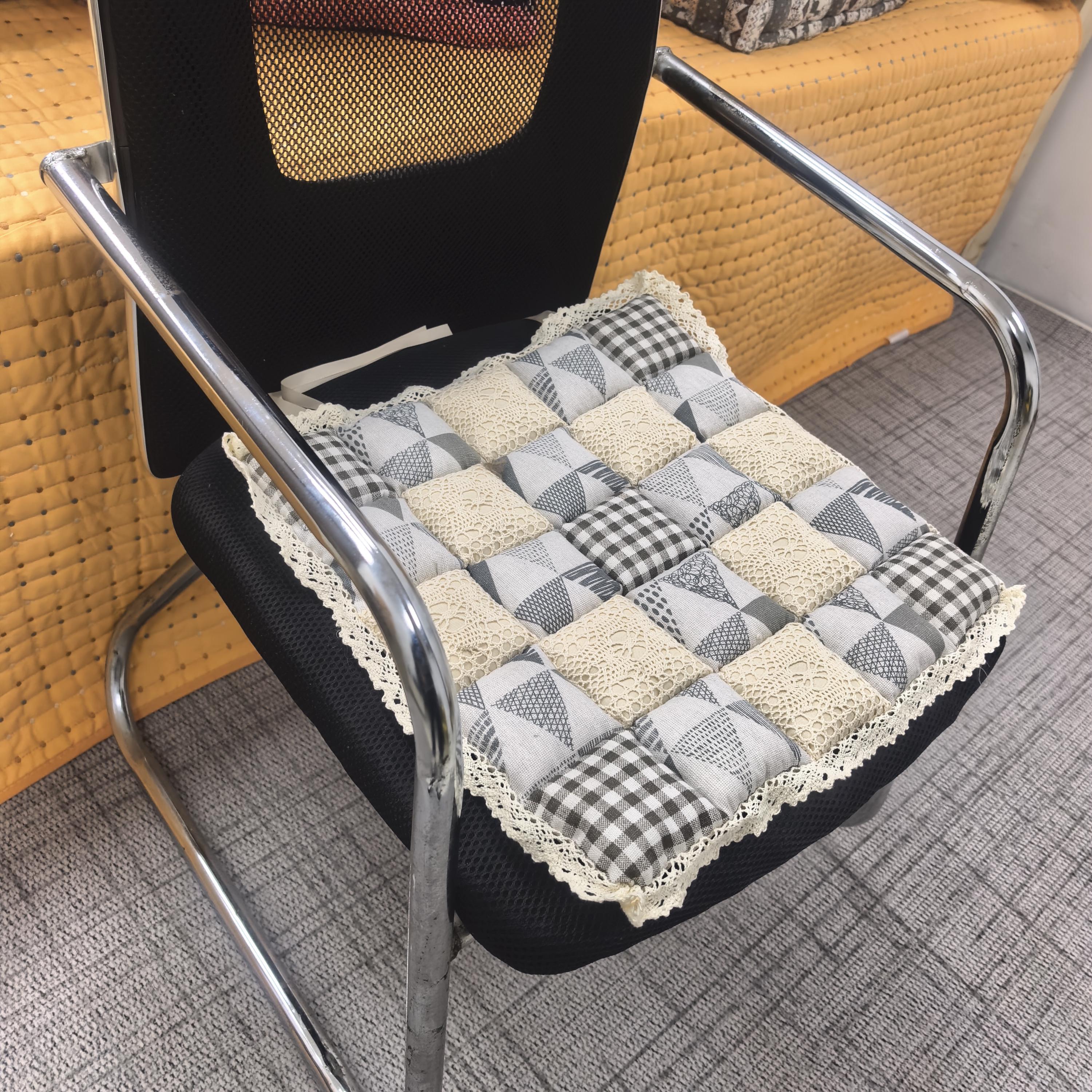 Patchwork Lace Chair Cushion, Rustic Farmhouse Seat Pad, Non-slip ...