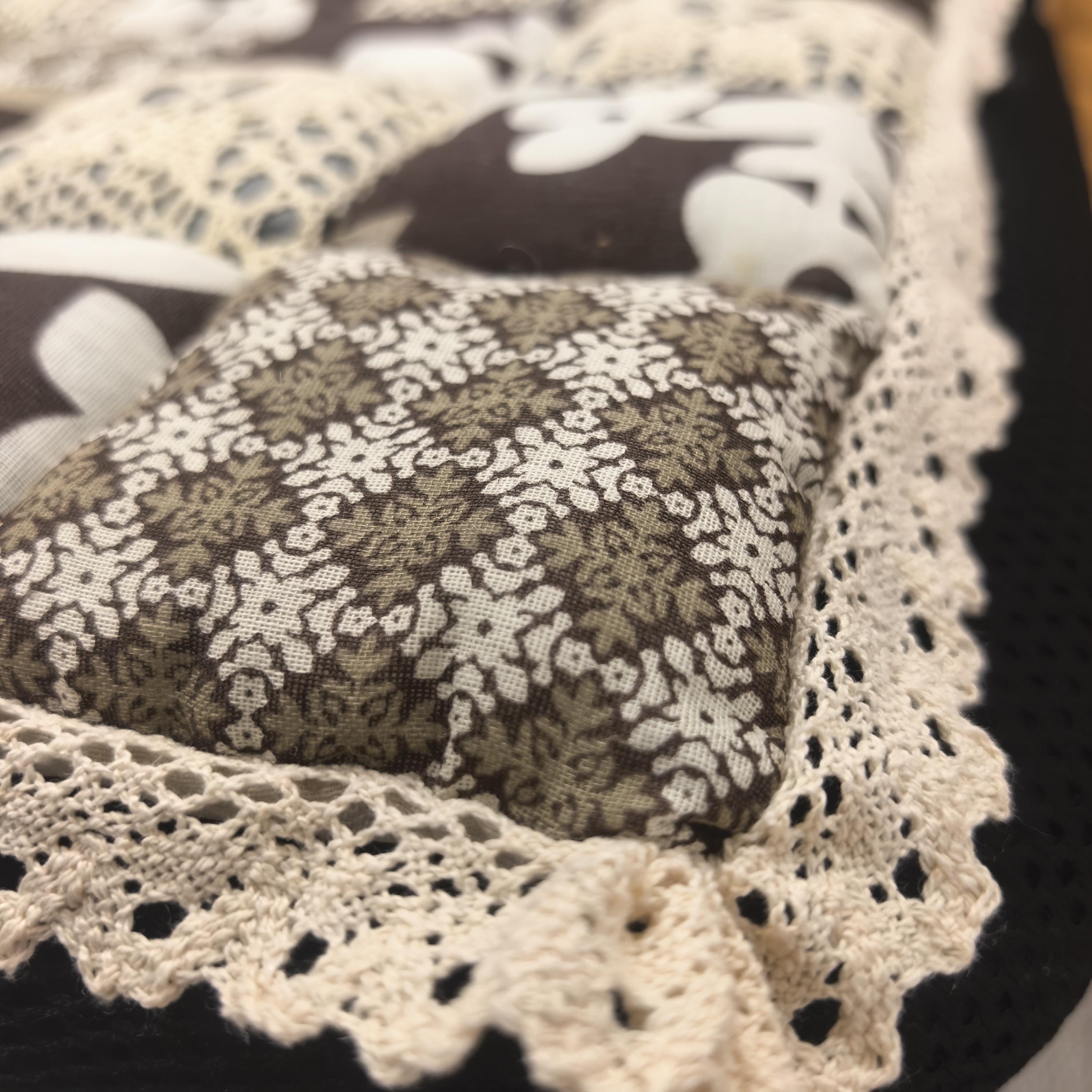 Patchwork Lace Chair Cushion, Rustic Farmhouse Seat Pad, Non-slip ...