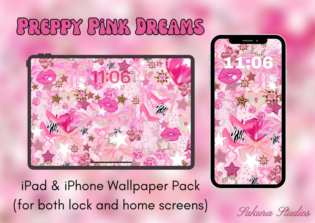 Preppy Pink Dreams Lockscreen Homescreen Wallpaper for iPad and iPhone ...