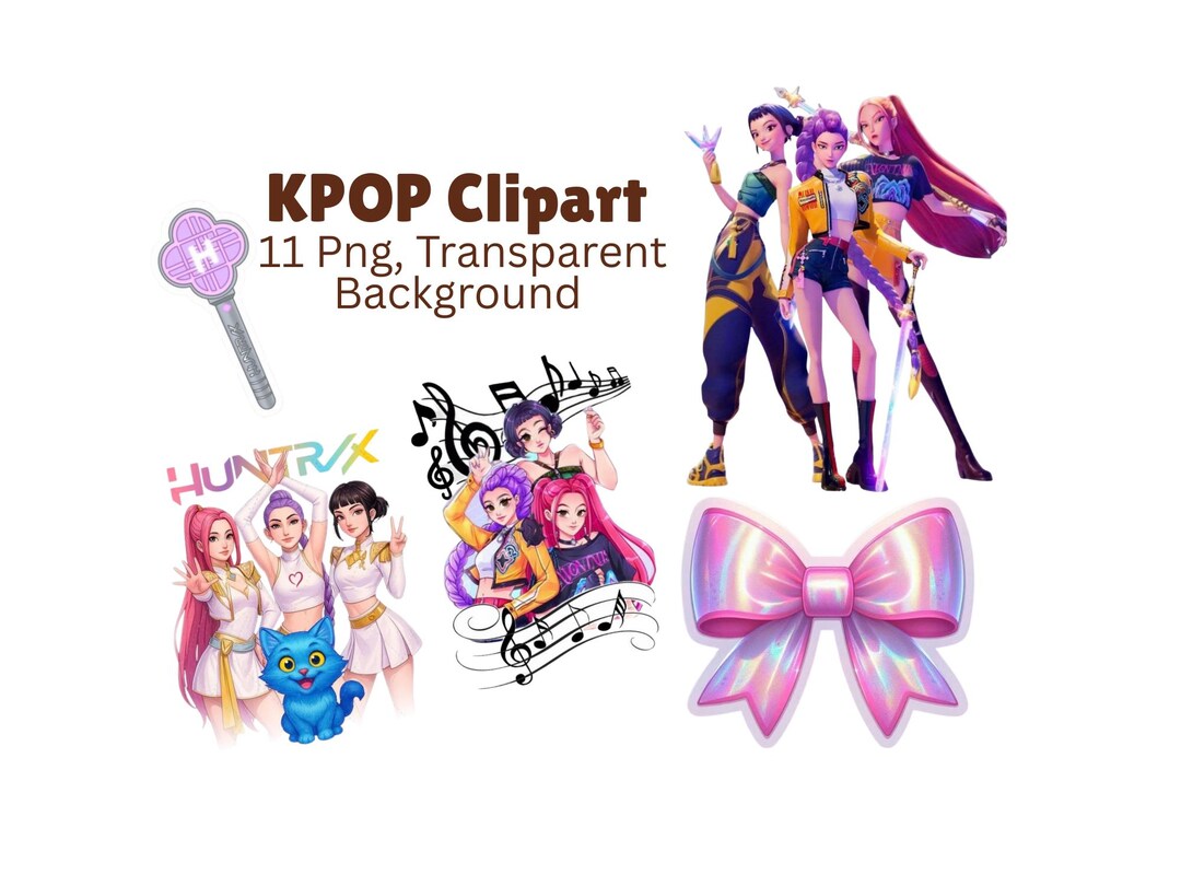Kpop Inspired Clipart PNG Bundle | Kpop Girl Idol Graphics Pack | Music ...