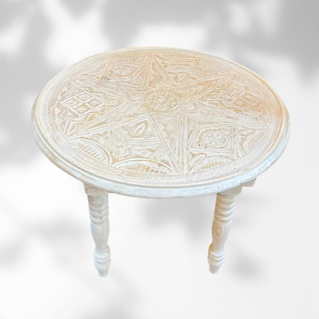 Moroccan Carved Mida Table With Legs/ Amazigh Style. - Etsy