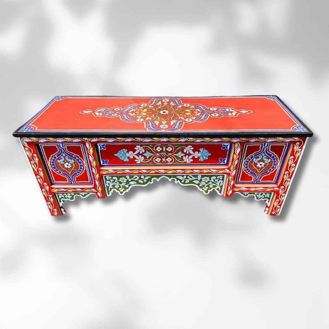Hand Painted Moroccan Console Table, Cedar Entry Table - Etsy