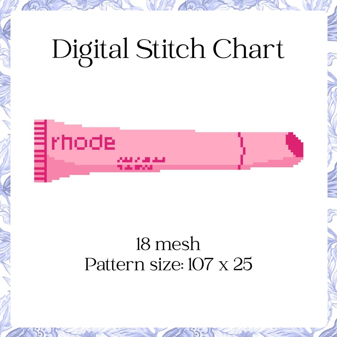 Rhode Lip Tint - Digital Needlepoint Chart | 18 Mesh | Downloadable ...