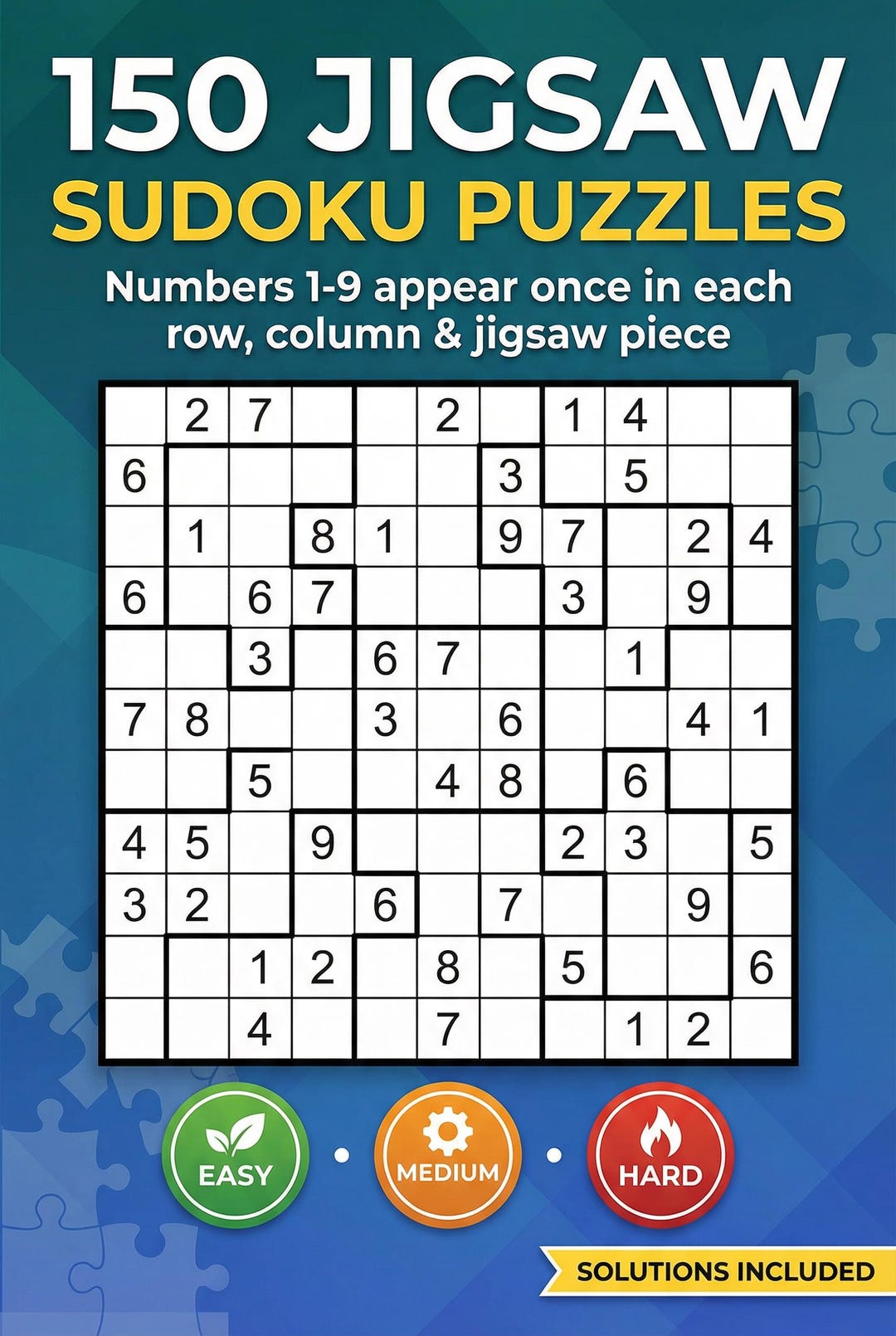 150 Jigsaw Sudoku Puzzles - Easy, Medium & Hard Levels - Etsy