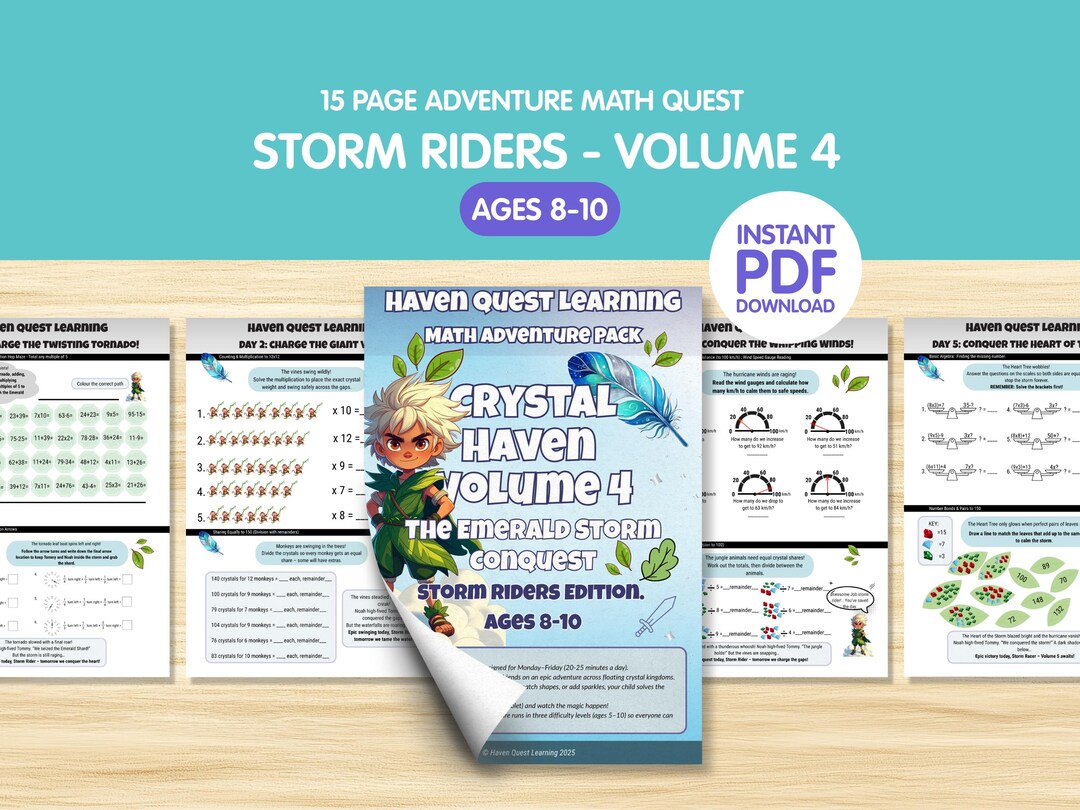 Epic Math Adventure Printable - Aged 8-10 - A4 PDF - Vol 4 Storm Riders ...