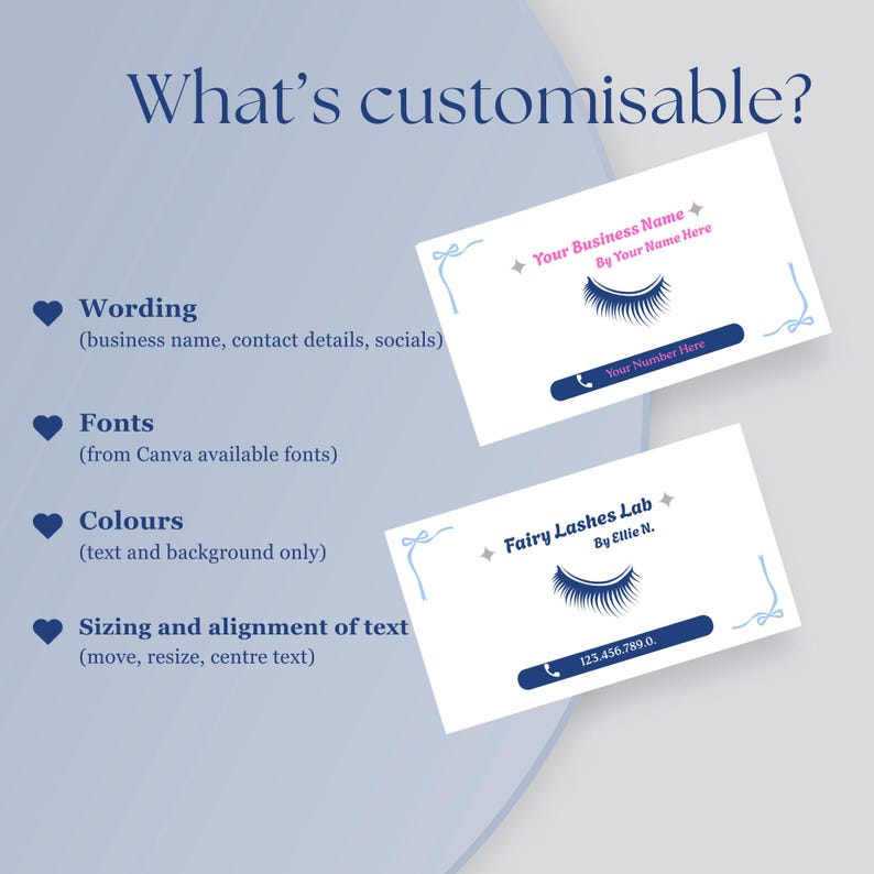 Lash Studio Card Template | Editable Business Branding (canva Template ...