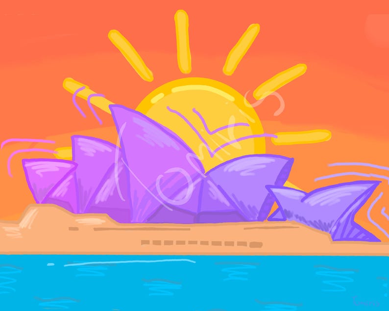 Sydney Opera House Kids Art Print | Australian Landmark Illustration ...