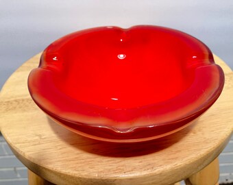 Red Glass Ashtray - Etsy