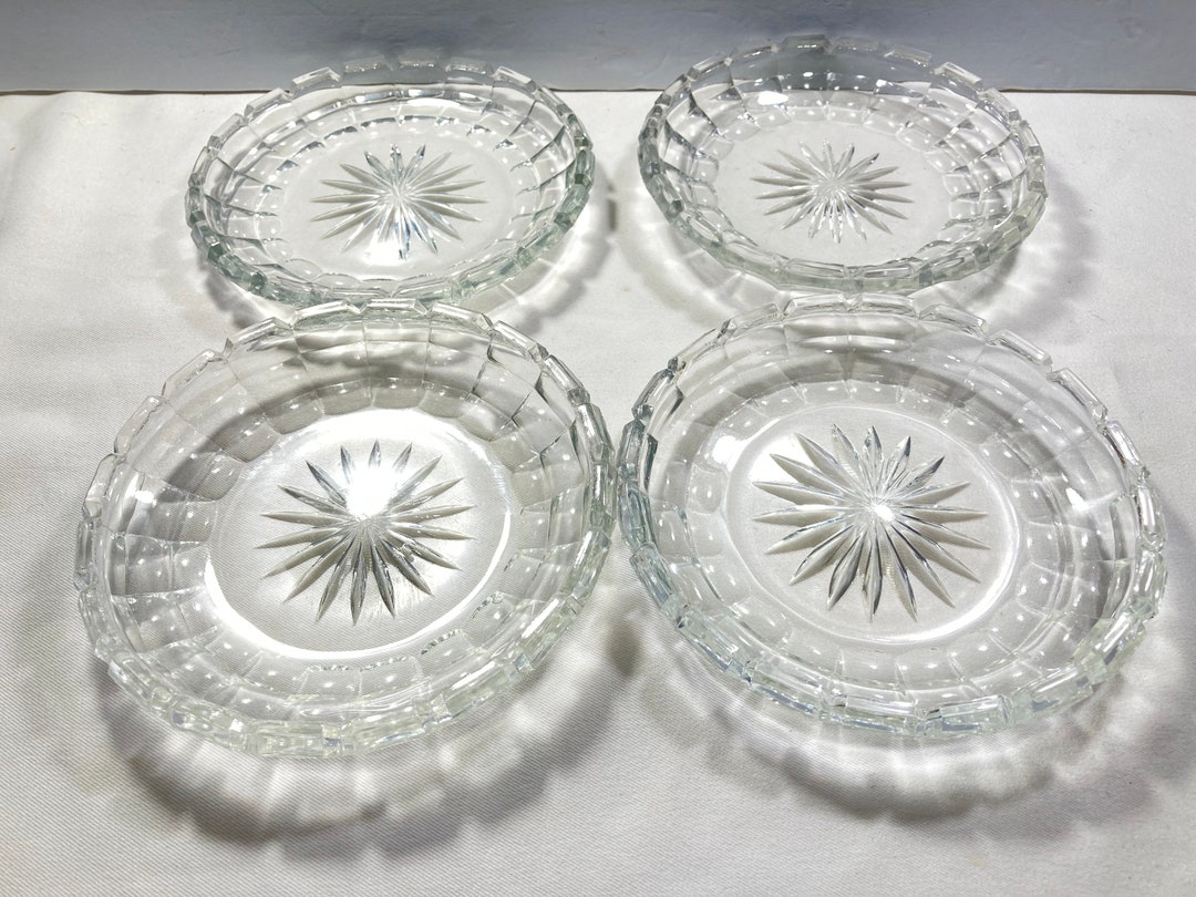 Antique Set of Slab Cut Glass Wine Coasters - Etsy
