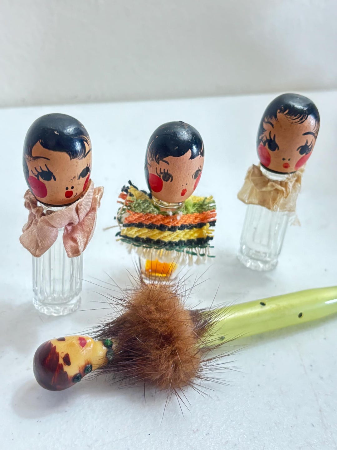 Set of 3 Karloff Dionne Quintriplet Perfume Bottles and a Flapper Head ...