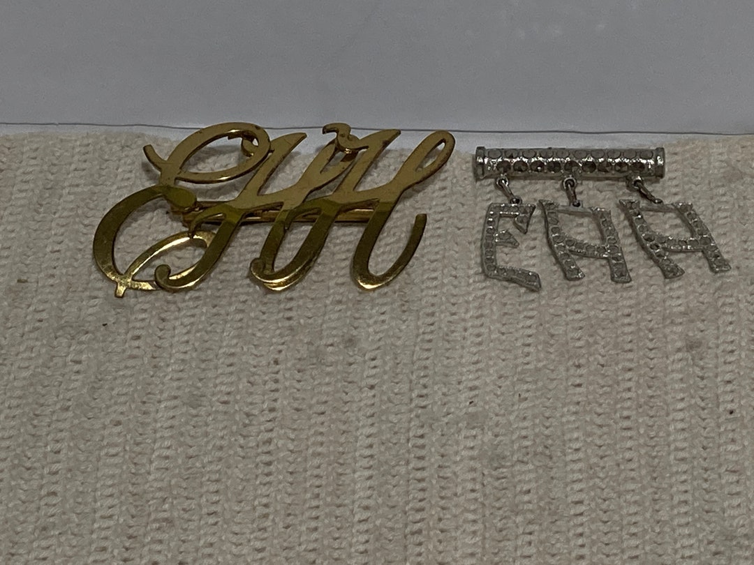 2 Movable Initial Brooches 3 Initials E H H - Etsy