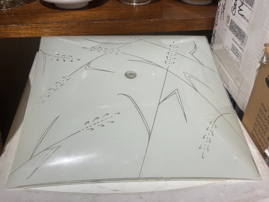 Vintage XL Square Ceiling Light Shade Wheat Design - Etsy