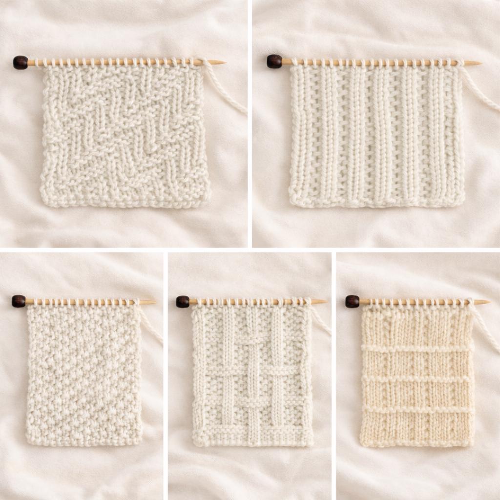 5 Knit and Purl Stitch Patterns PDF – Beginner Knitting Texture Sampler ...