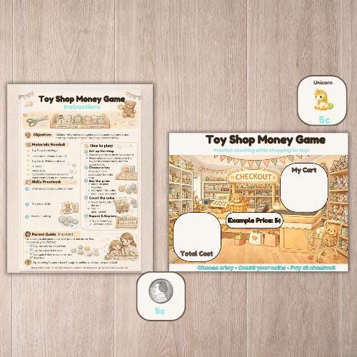 Printable Coin Recognition Activity for Kids | Toy Shop Money Game ...