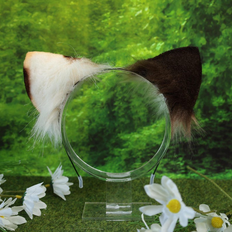 Realistic Calico Cat Ears and Tail Set, Faux Fur Cosplay Accessory for ...