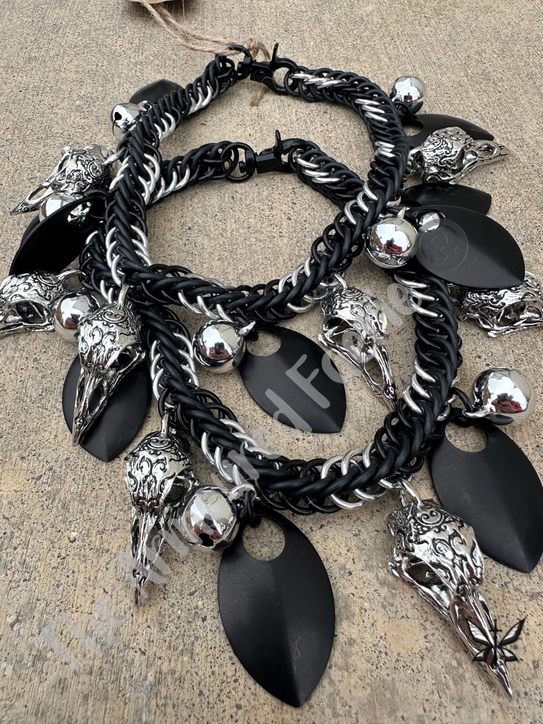Etched Metal Raven Skulls + Boot Chains + Black and Silver Rings ...