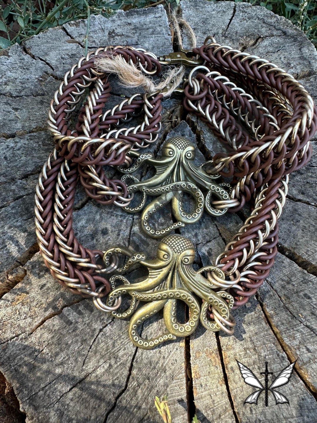 Champagne and Brown + Bronze Octopus + Boot Chains - Etsy