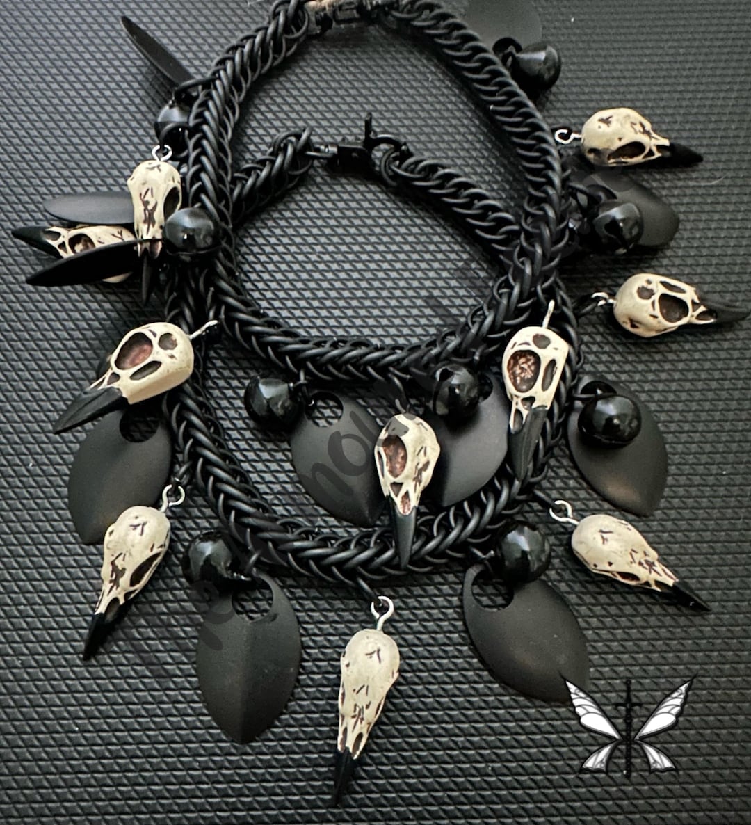 Raven Skull + Faux Bone + Boot Chains + Black Rings, Scales, Bells - Etsy