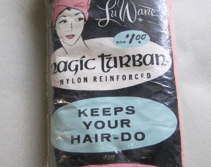 Vintage 1950s Pink Lu Wane Magic Turban Original Package Lanolized ...