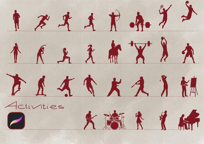 People Silhouette Brushes Procreate, for Elevation, Section ...