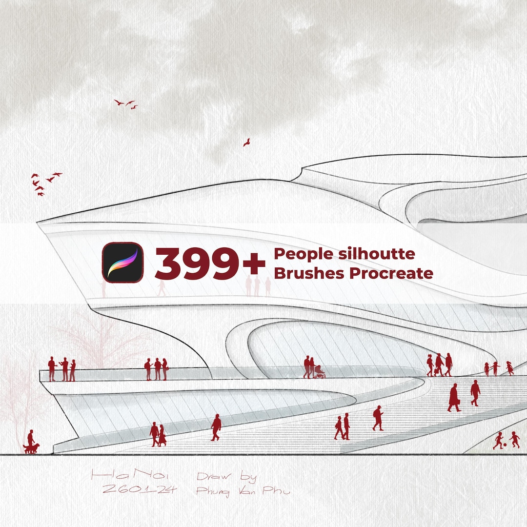 People Silhouette Brushes Procreate, for Elevation, Section ...