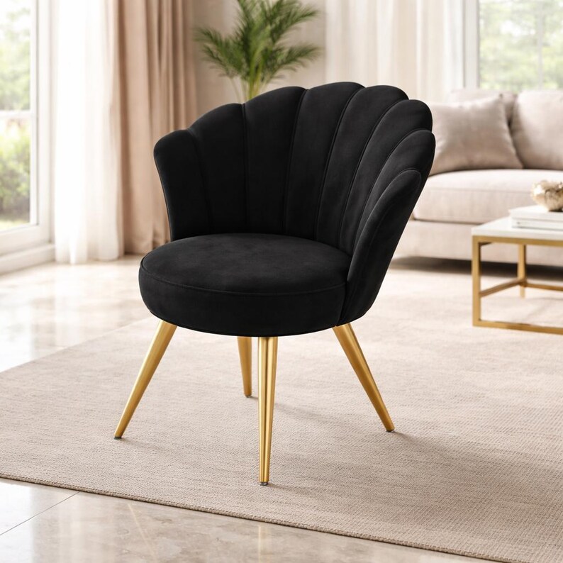 Velvet Accent Chair With Gold Metal Legs for Vanity or Bedroom - Etsy