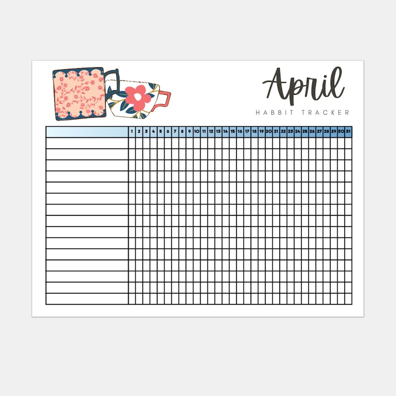 Daily Habit Tracker PRINTABLE, Habit Tracker Bullet Journal, Routine ...